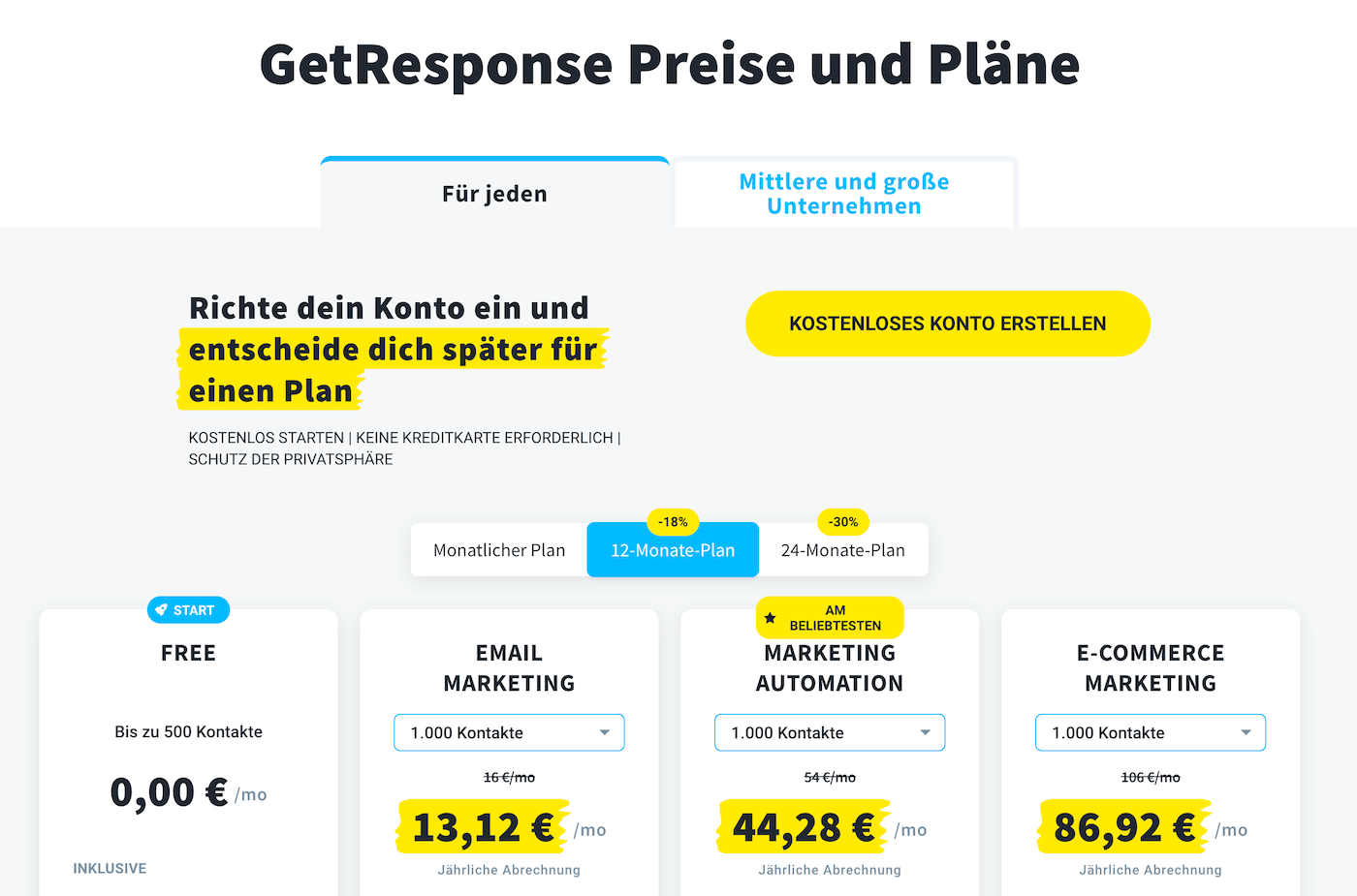 GetResponse Preise (2025): Welcher Tarif ist der beste für Sie?